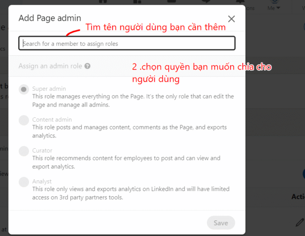 Các thêm xóa người dùng trong trang doanh nghiệp Linkedin